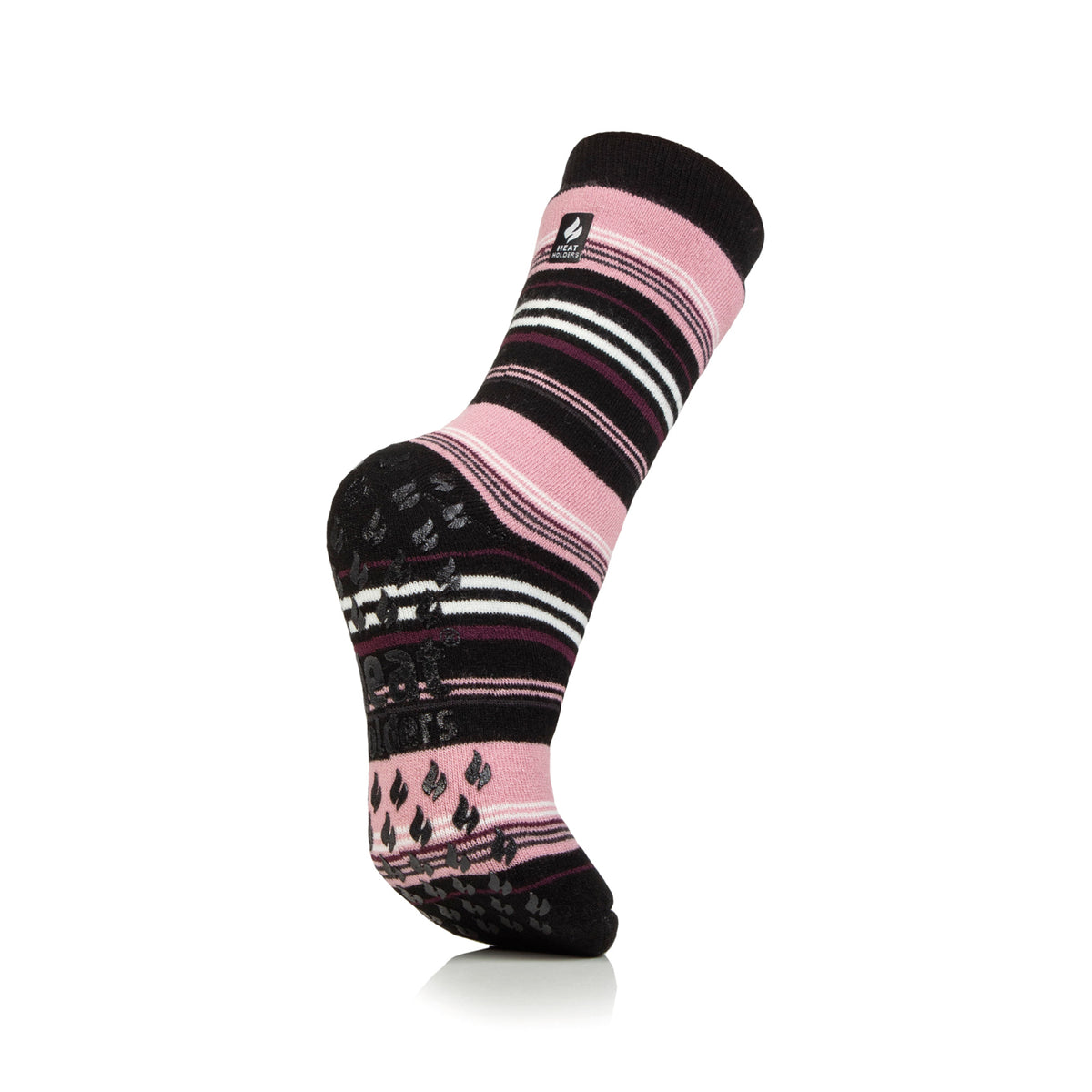 1 Pair Ladies Raynaud's Thermal Slipper Socks - Black Stripe – Gentle Grip