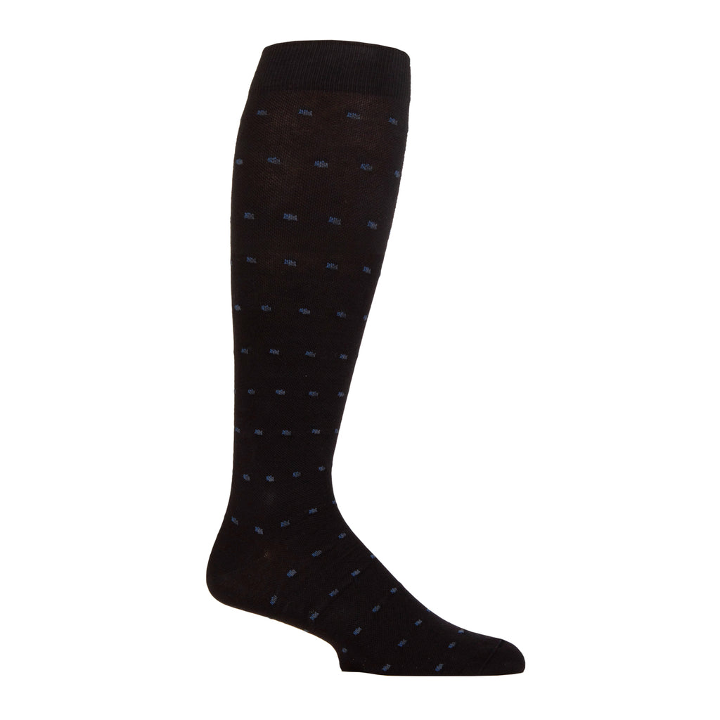1 Pair Mens Jacquard Compression Travel & Flight Socks - Black With Bl ...