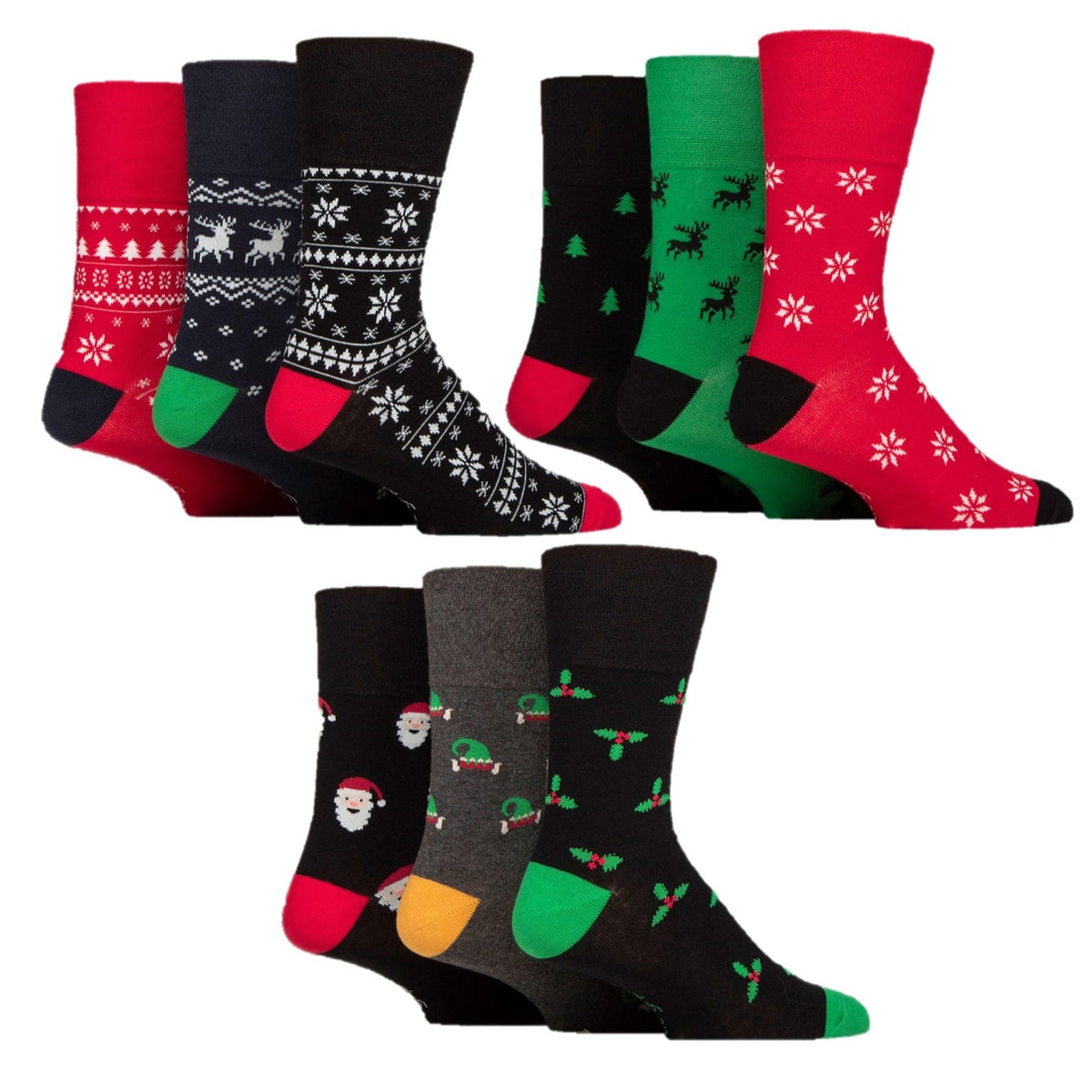 Special Offer 9 Pairs Mens Fun Feet Christmas Socks – Gentle Grip