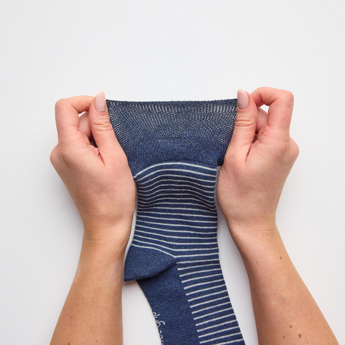 3 Pairs Ladies Varsity Stripe Cotton Socks - Denim – Gentle Grip