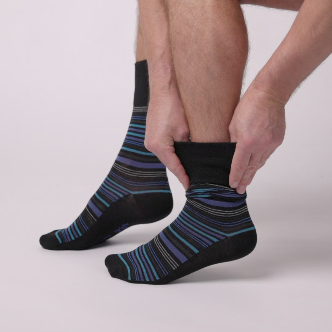 3 Pairs Men's Cotton Socks - Stanley Stripe Navy – Gentle Grip